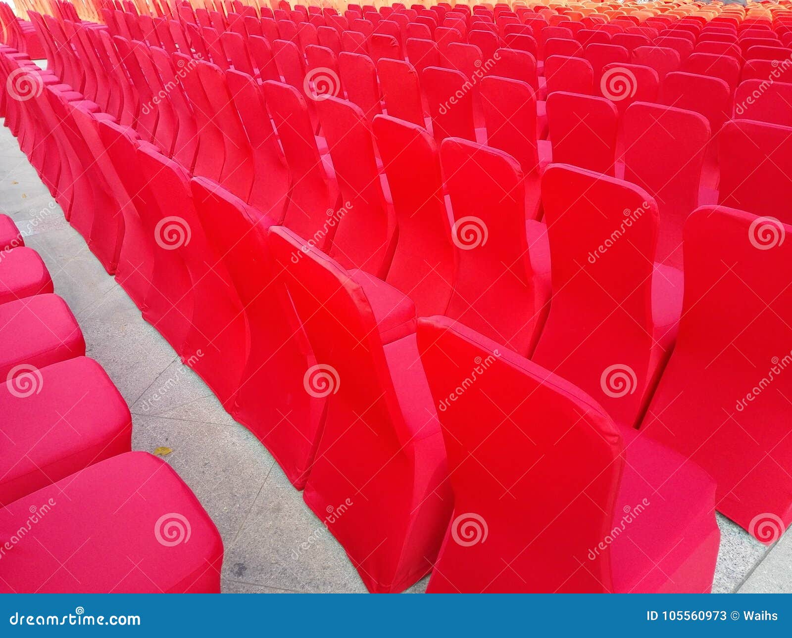 A Row of Red Chairs in the Conference Field. Stock Image - Image of ...