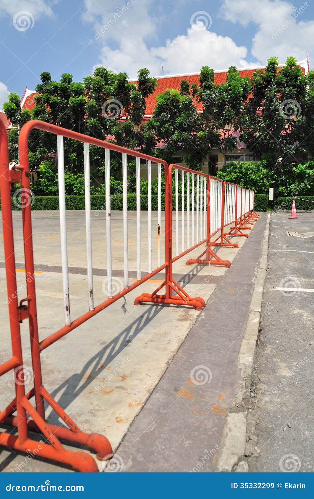 Row of Red-fences on Outdoor Stock Image - Image of defence, outdoors ...