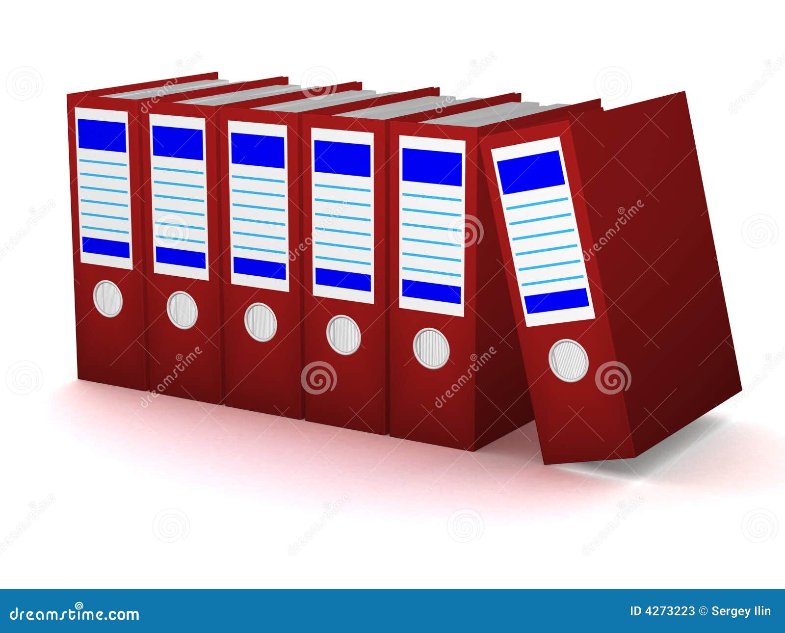 Row of Red Folders with Documents Stock Illustration - Illustration of ...