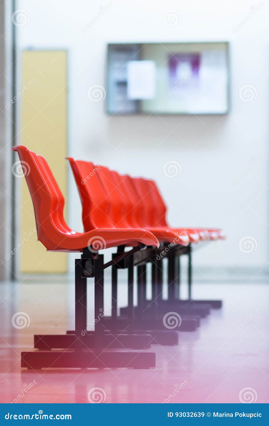 Row of Red Plastic Chairs in Hospital Stock Image - Image of simplicity ...