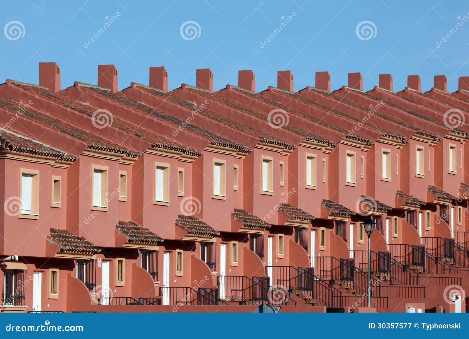 Row of Red Residential Houses Stock Image - Image of residential, alike ...