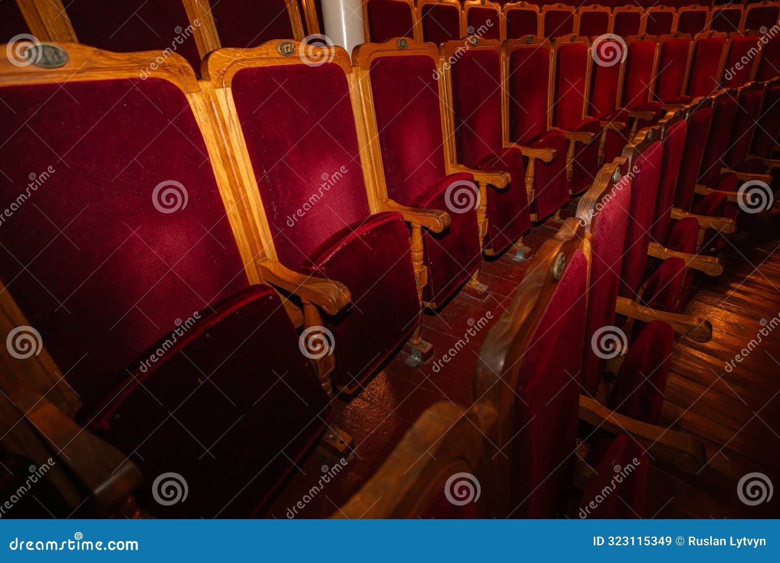 Row of Red Seats in Theatre Stock Image - Image of pattern, design: 323115349