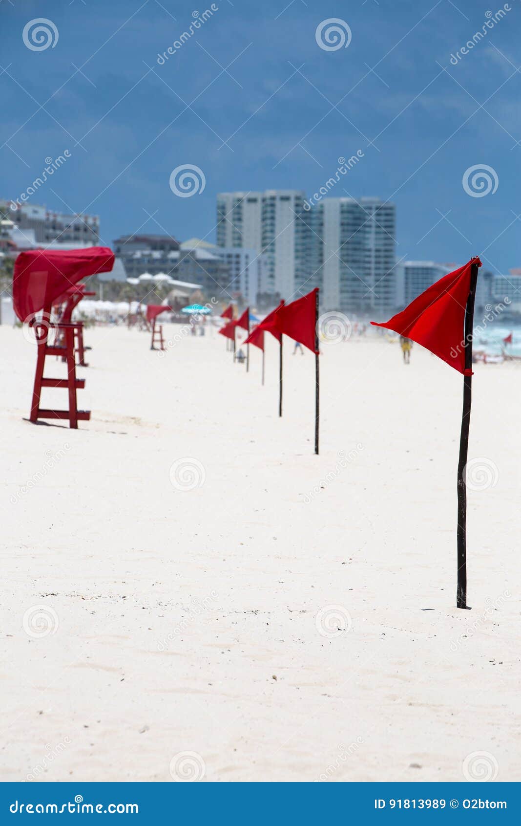 Row of red warning flags stock image. Image of swimming - 91813989