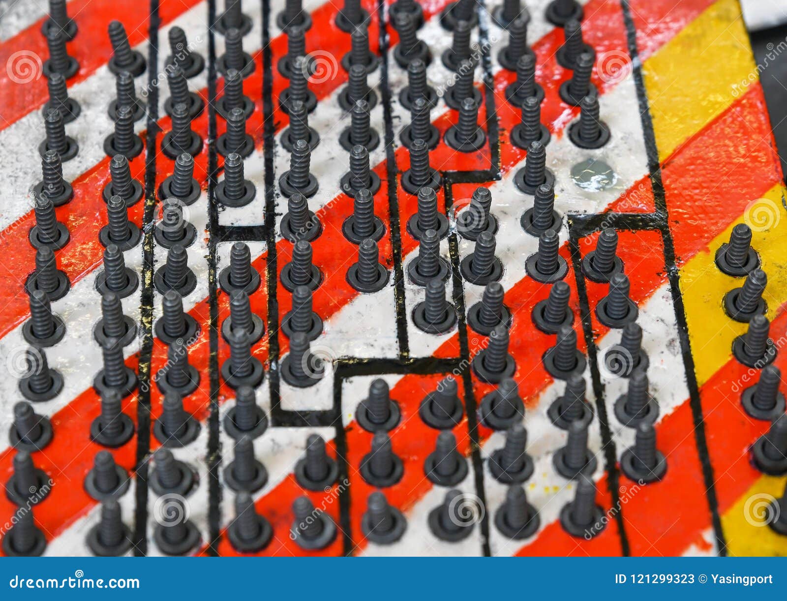 Row of rivets of aluminum stock image. Image of automobile - 121299323