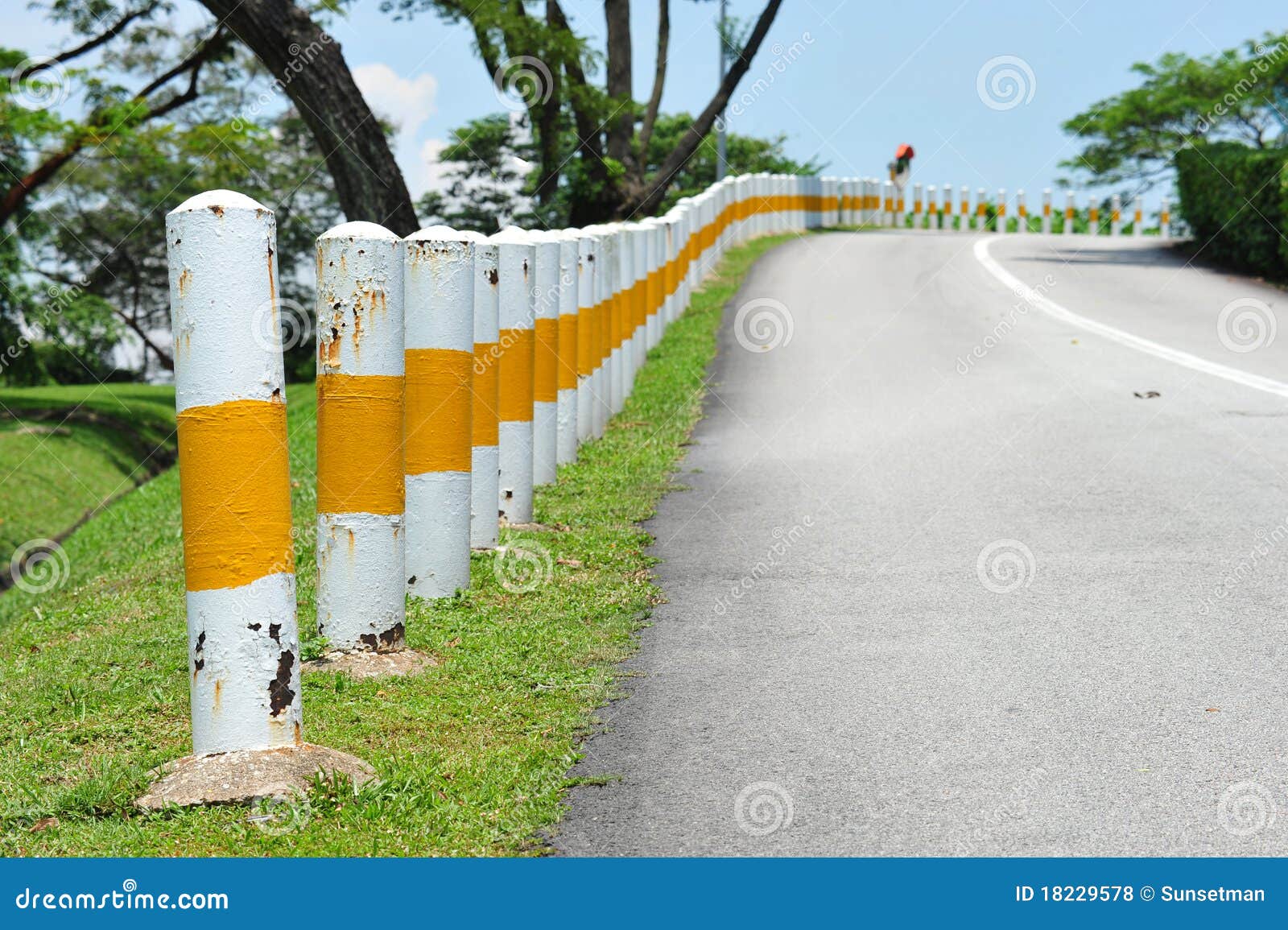 A Row of Road Bollards stock photo. Image of rail, highway - 18229578