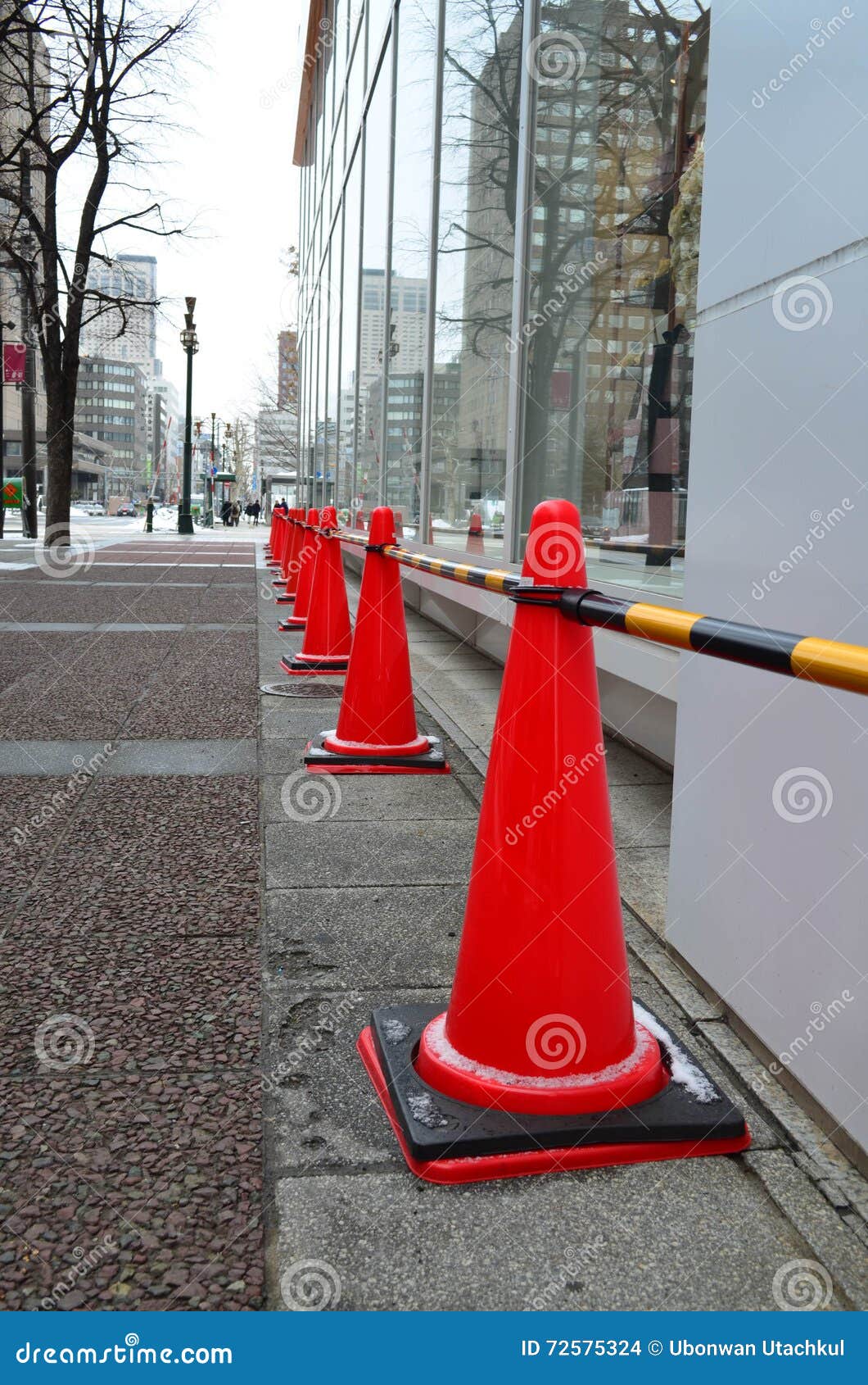 Row of Road Cone - Side View Stock Photo - Image of stop, security ...