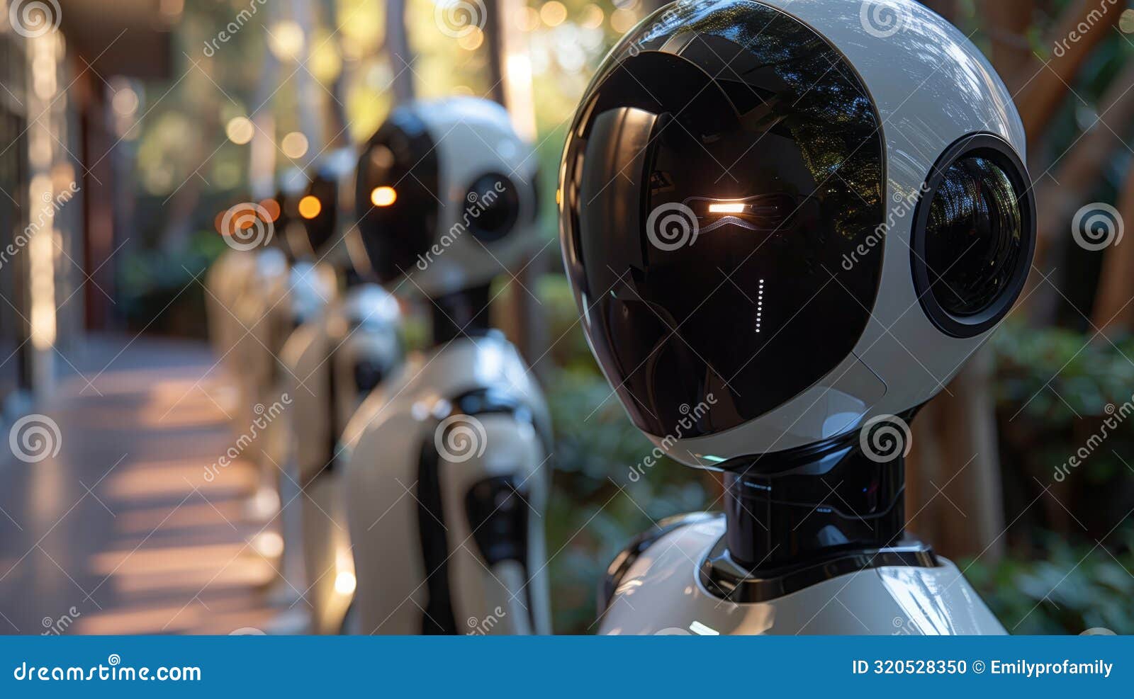 Row of Robots Standing in Line Stock Photo - Image of group, robot ...