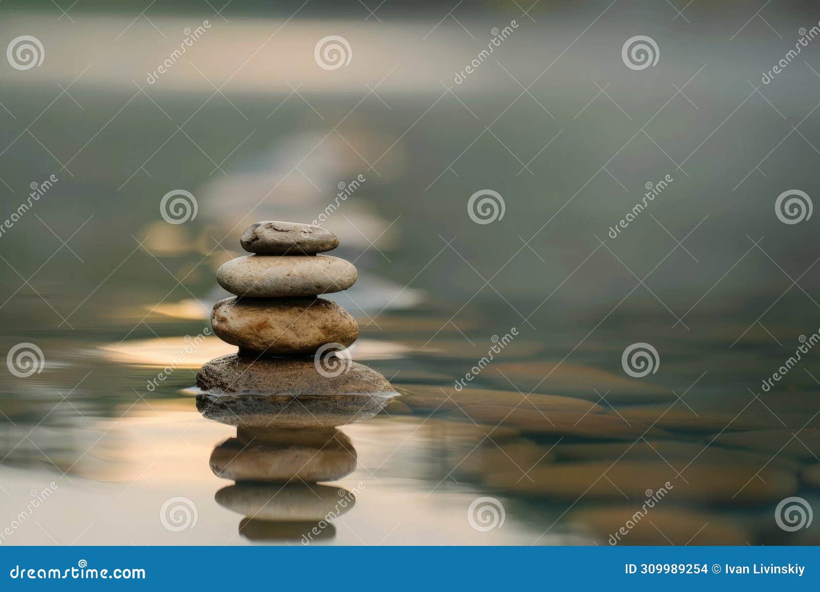 A Row of Rocks Stacked on Top of Each Other in the Water Stock ...