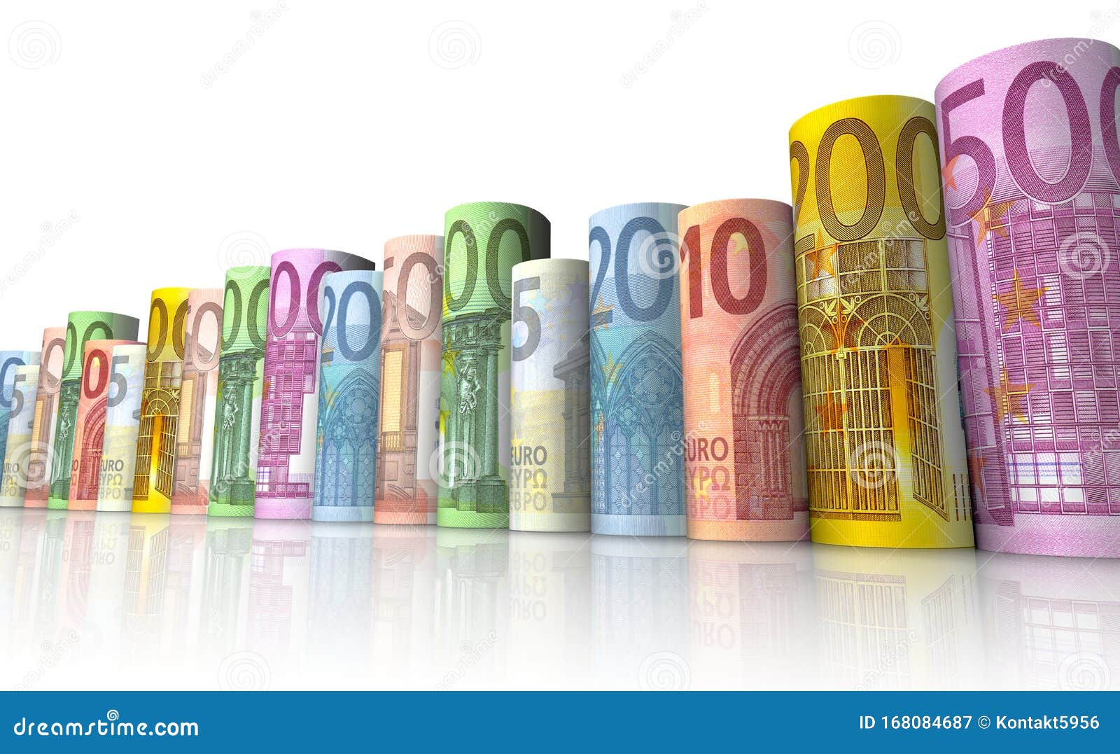 Row of Rolled Euro Banknotes Stock Image - Image of currency, euro ...