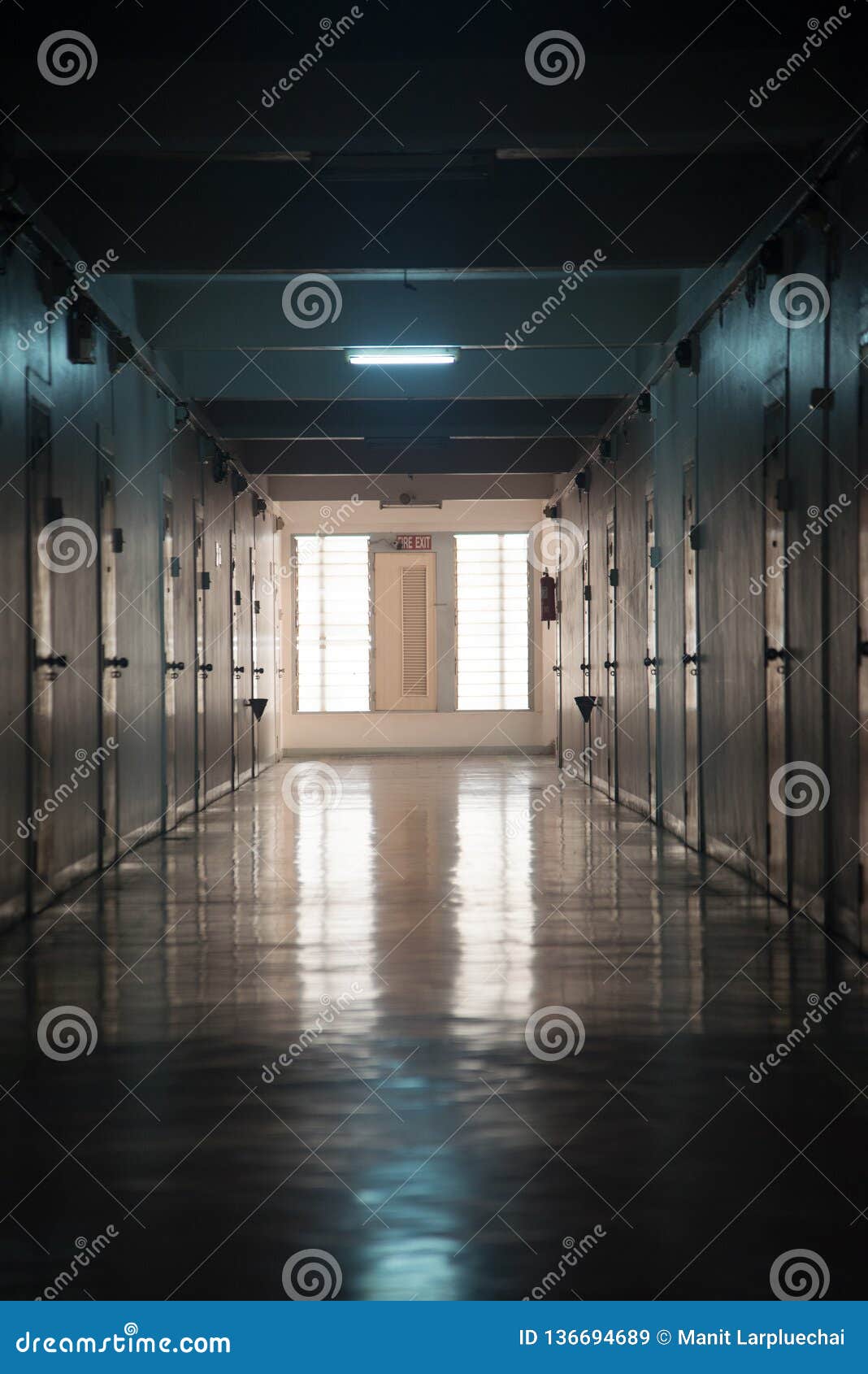 Row of Room for Accommodation, Many Doors. Stock Image - Image of ...