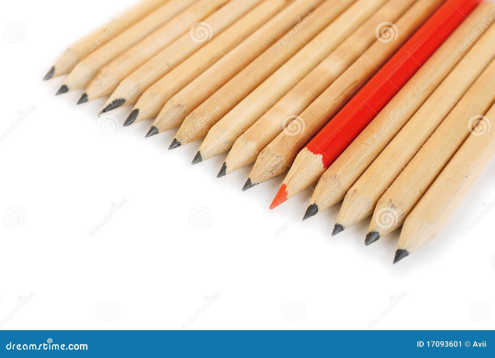 A Row of Rough Graphite Pencils with Color Red One Stock Image - Image ...