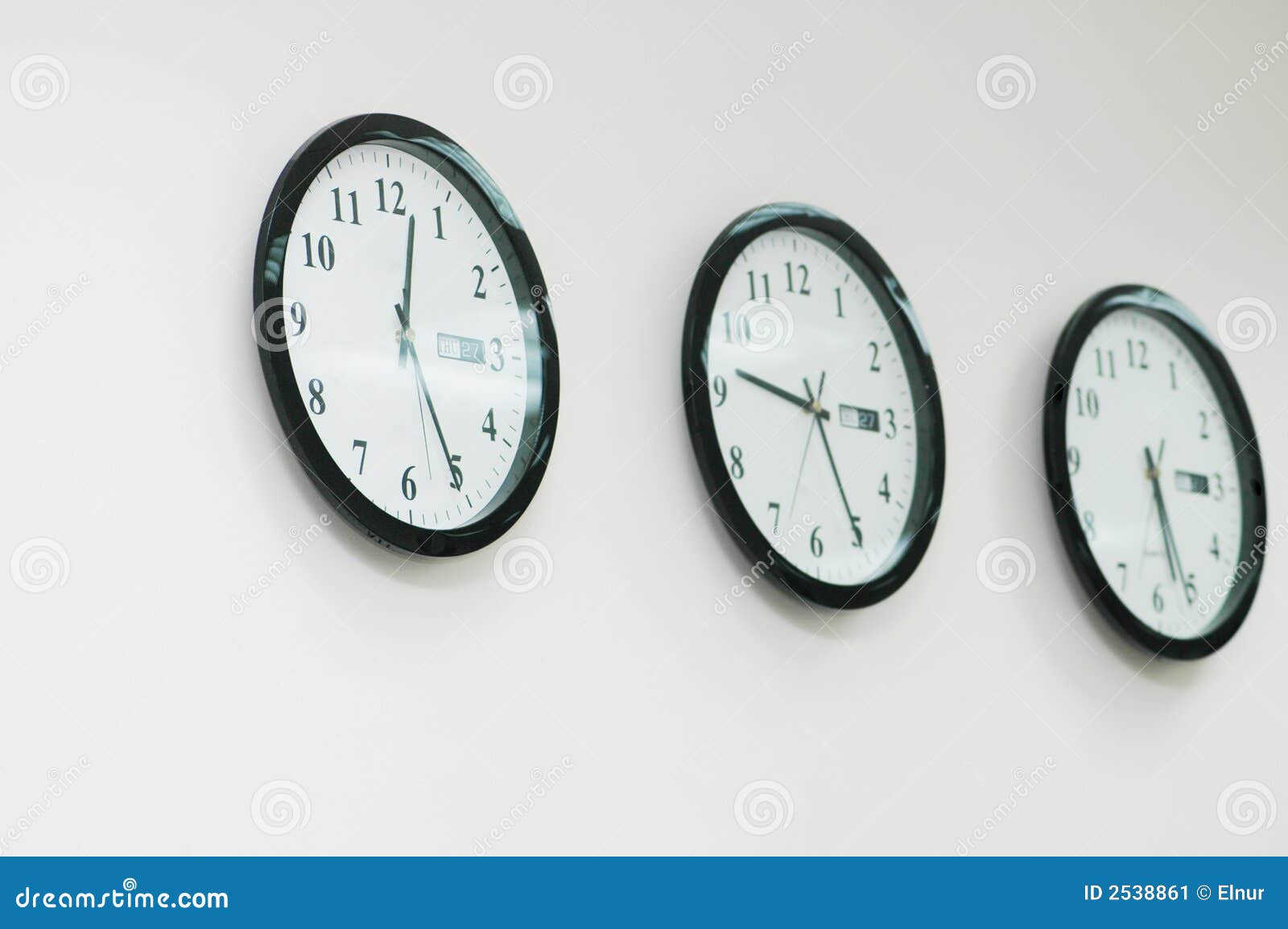 Row of Round Clocks on the Wal Stock Image - Image of sports, minute ...