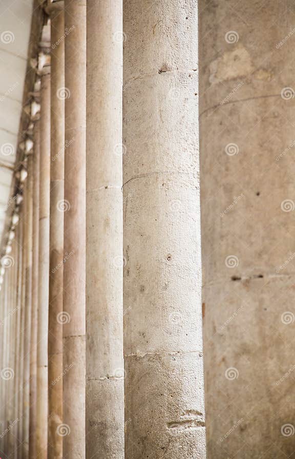 Row of Round Marble Columns Stock Photo - Image of stucco, building ...
