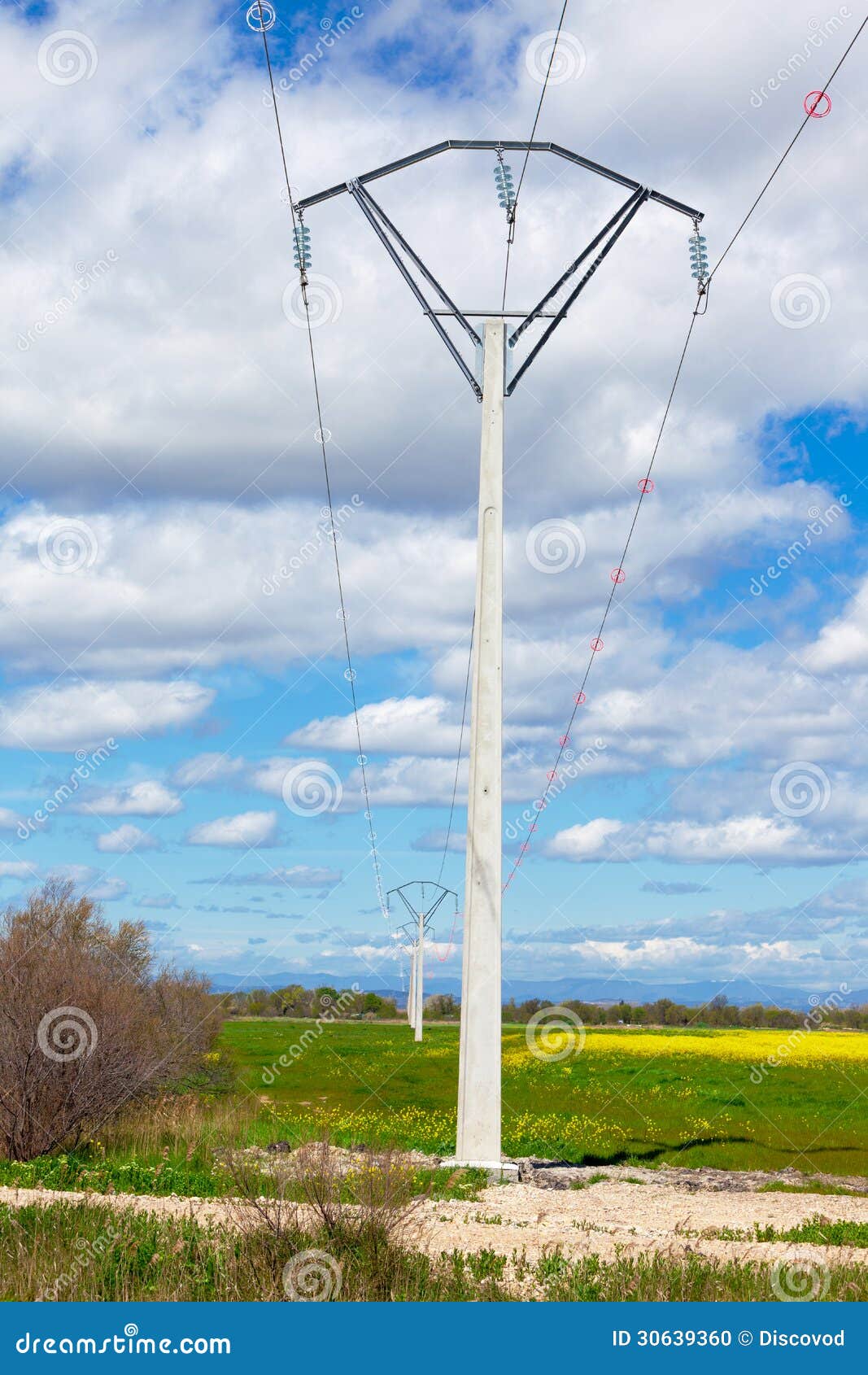 Row of Rural Electrical Power Lines Stock Photo - Image of powerful ...