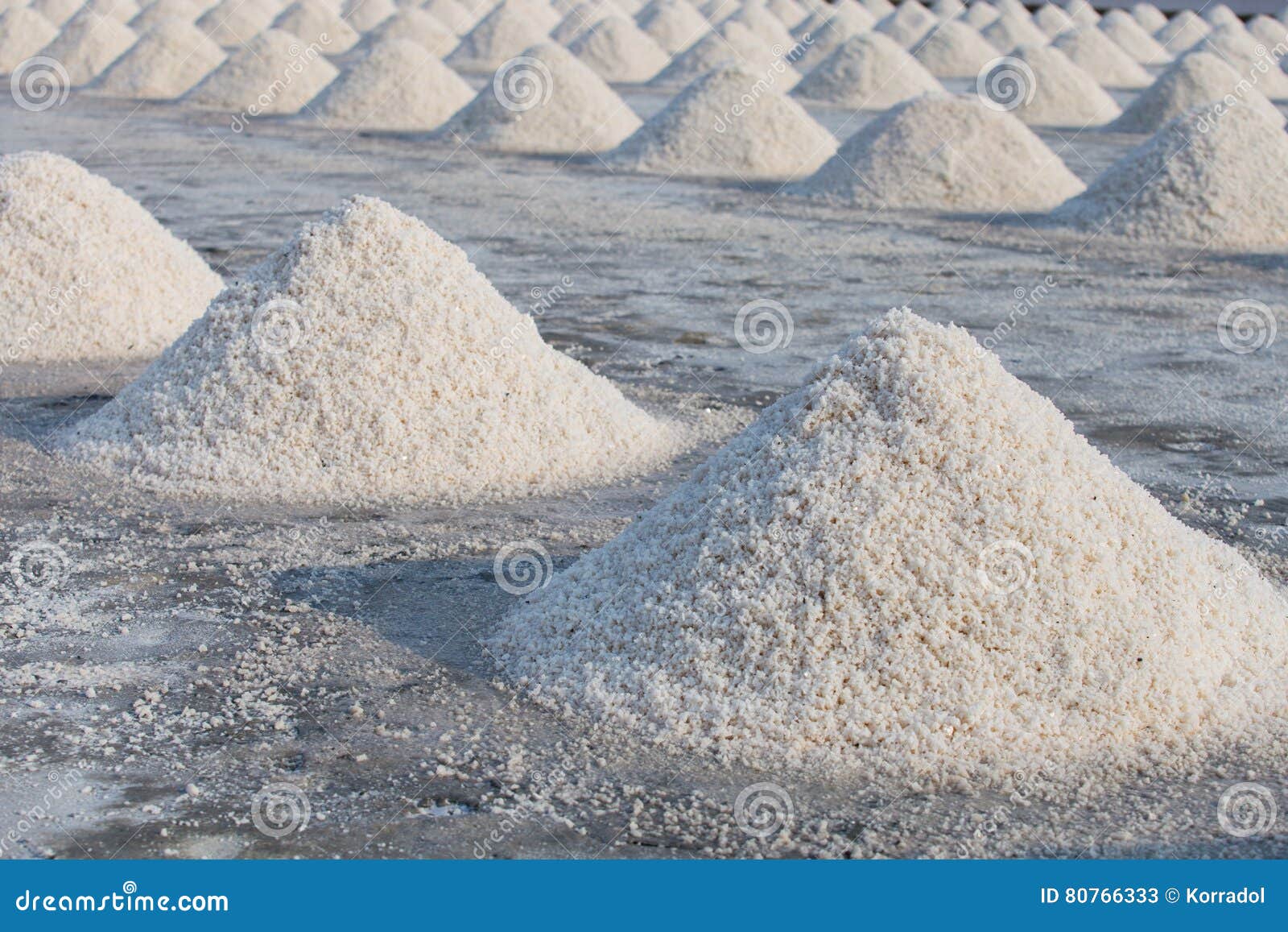 Row of salt piles stock image. Image of basket, traditional - 80766333