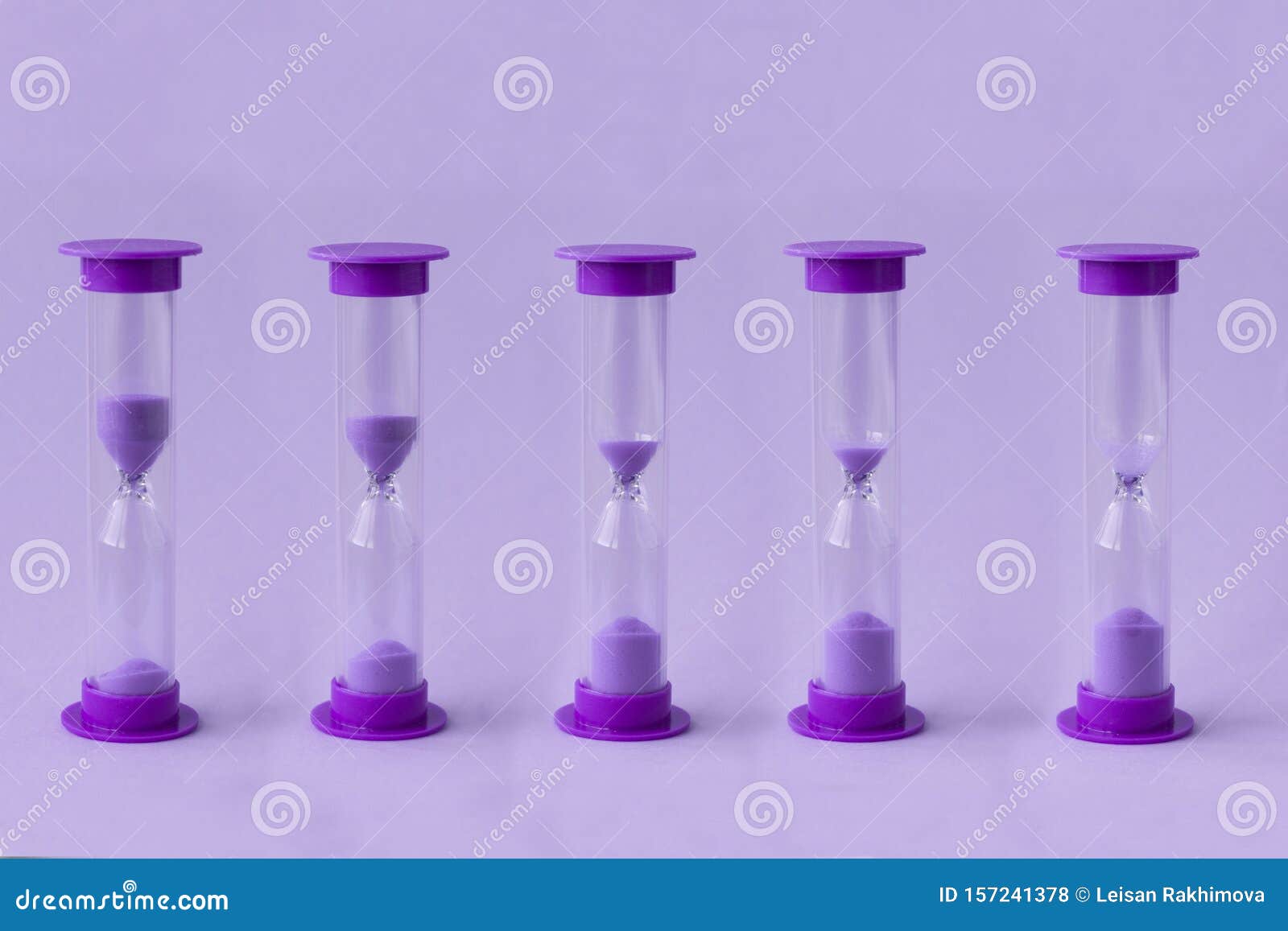 Row of Sand Watches with Different Level of Falling Sand Inside of Them ...