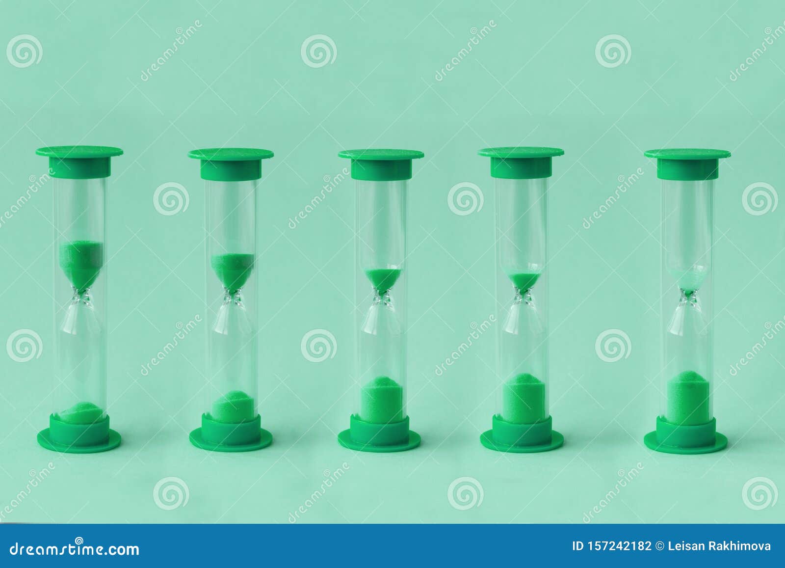 Row of Sand Watches with Different Level of Falling Sand Inside of Them ...