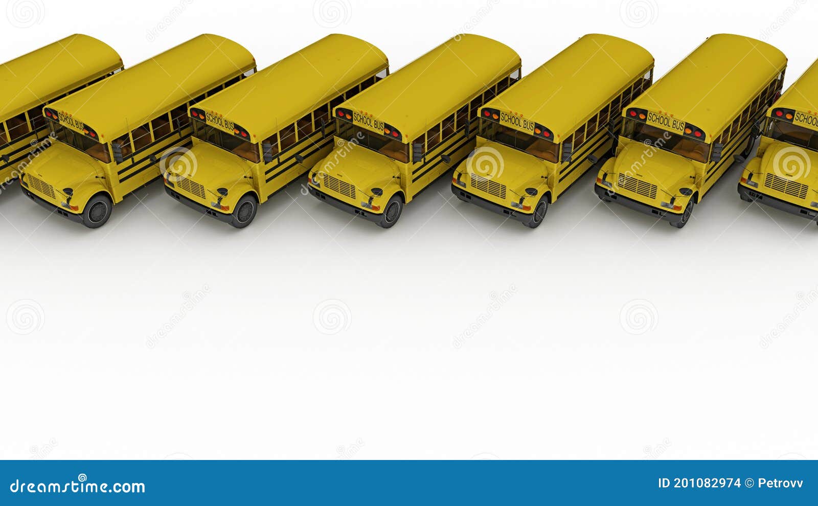 Row of School Buses Above View with Copy Space Stock Illustration ...