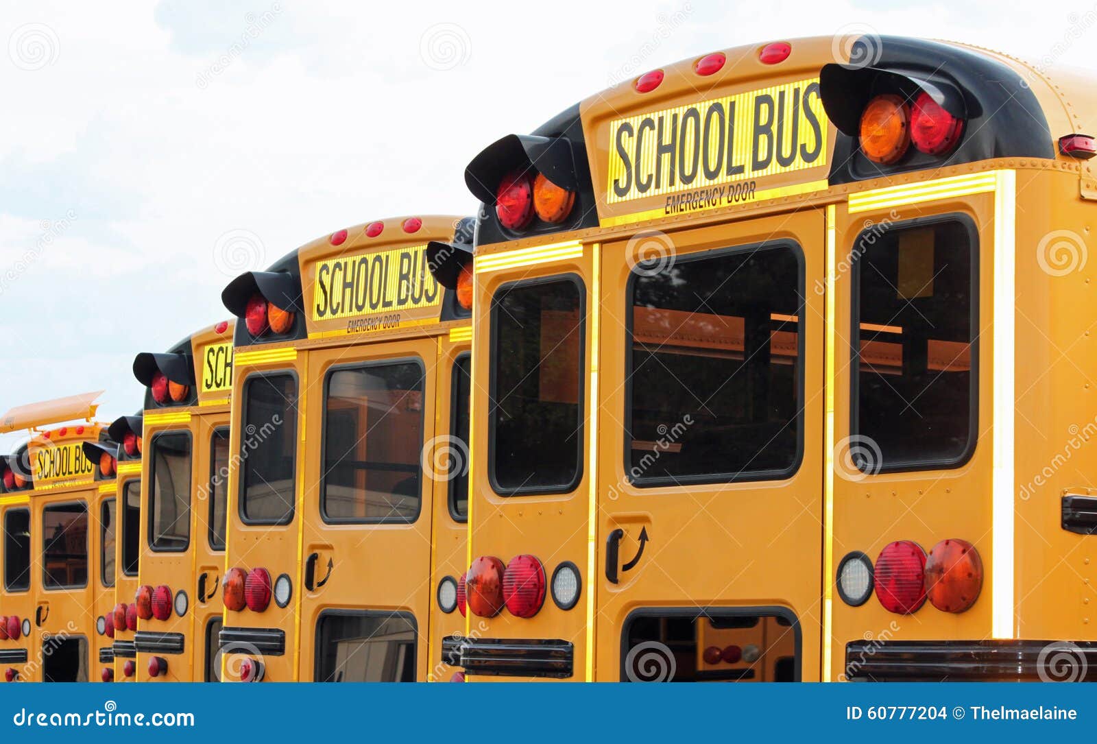 Row of School Buses stock photo. Image of yellow, transportation - 60777204