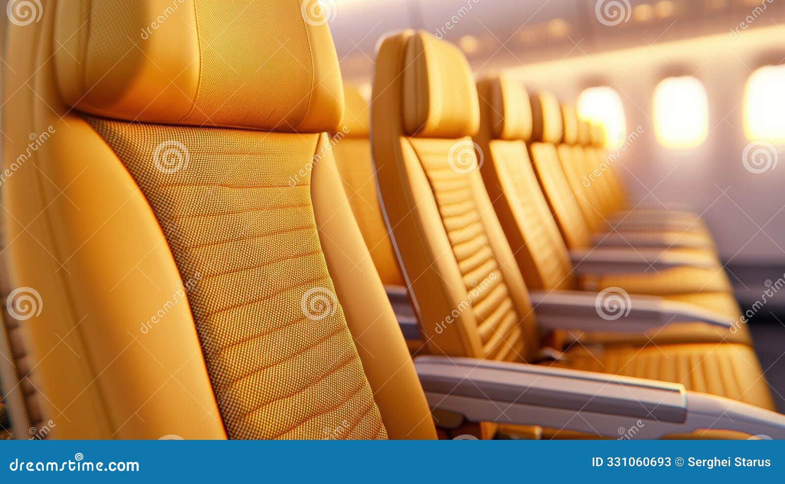 A Row of Seats on an Airplane with the Windows Open, AI Stock Image ...
