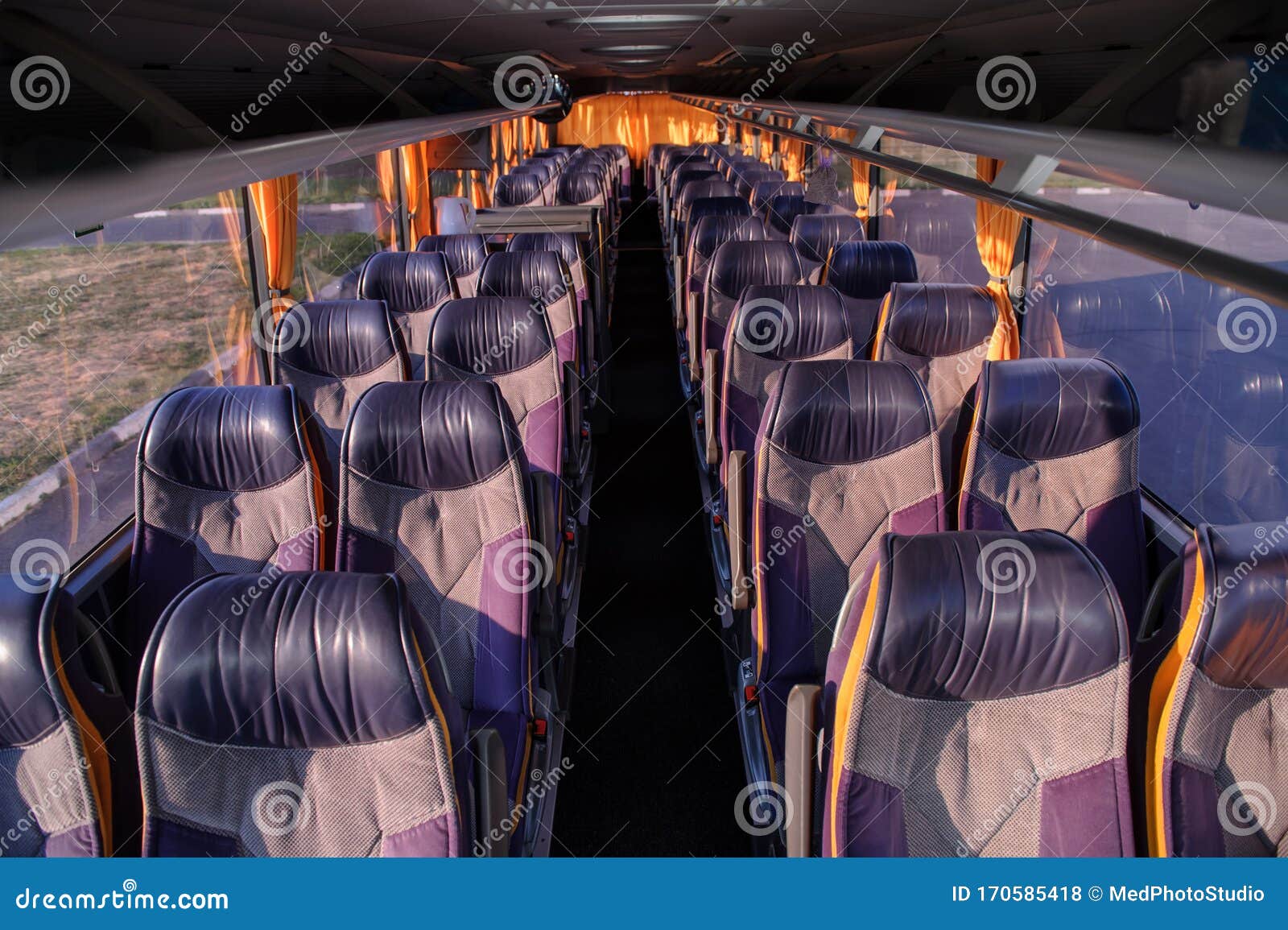 A Row of Empty Seats in a Bus Stock Photo - Image of passengers, ride ...