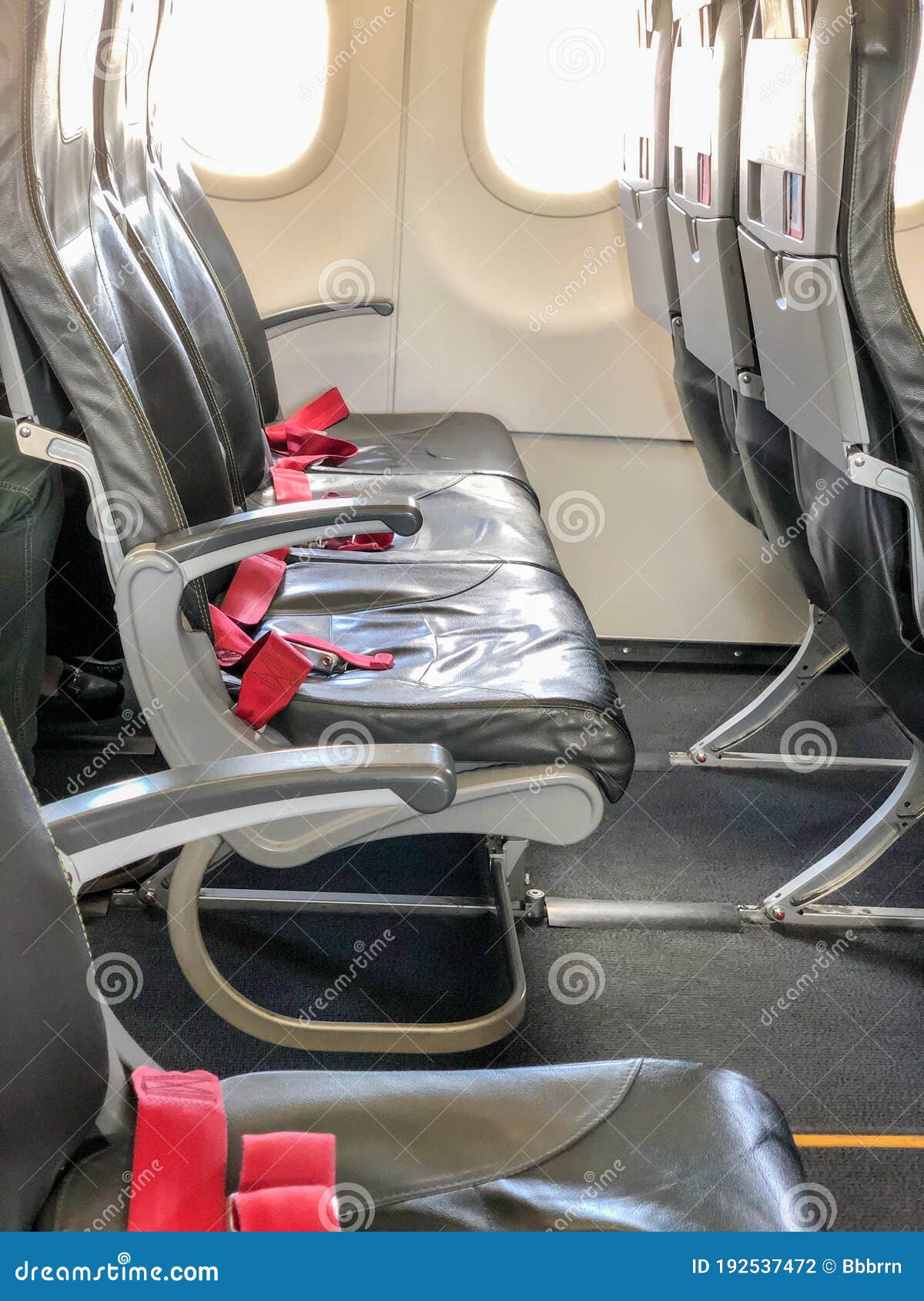 Row of Seats in an Empty Airplane Stock Photo - Image of public, seat ...