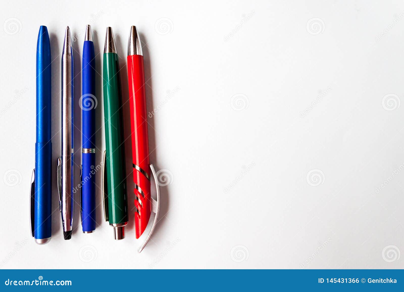 Row Selection of Assorted Multi Colored Ballpoint Pens of Different ...
