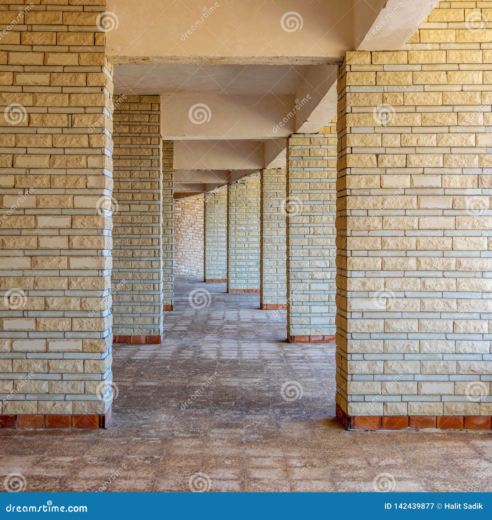 Row of Sequential Stone Brick Walls Stock Image - Image of column ...