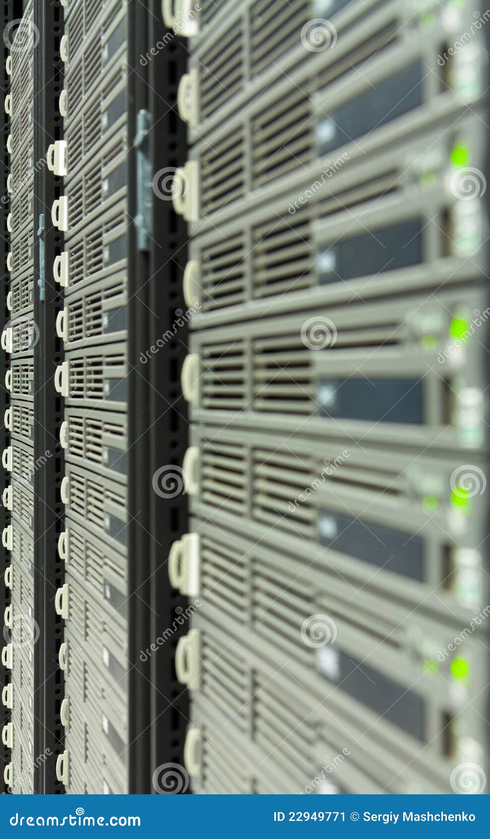 A Row of Servers in a Datacenter Stock Image - Image of power ...