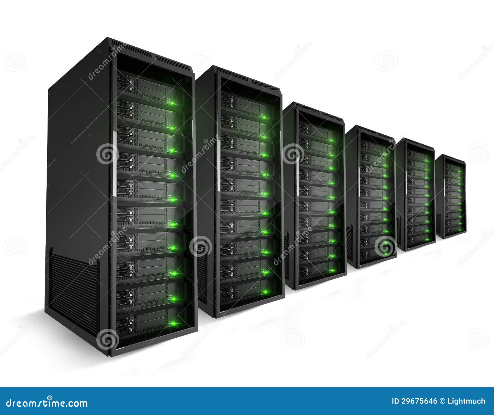 A Row of Servers with Green Lights on Stock Photo - Image of hosting ...