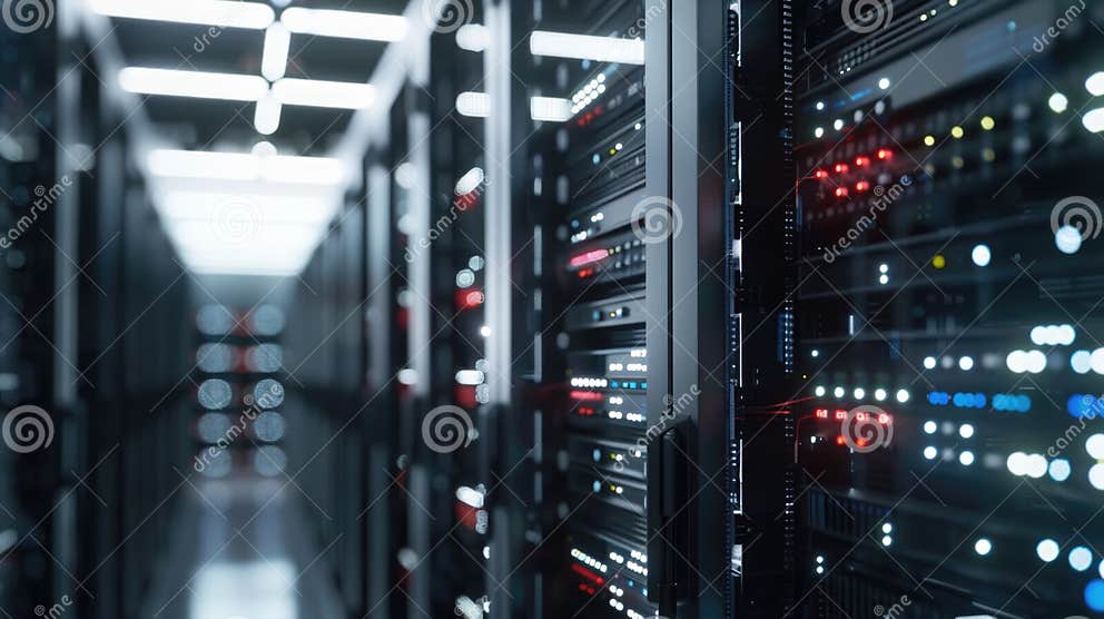 Row of Servers in a Server Room Stock Image - Image of hardware ...