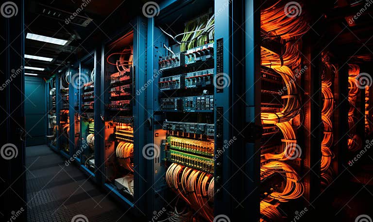 Row of Servers in a Server Room Stock Image - Image of communication, electronic: 347130741