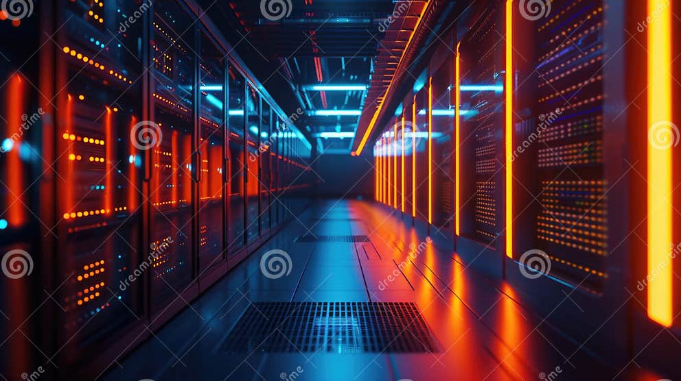 A Row of Servers in a Server Room. Suitable for Technology Concept ...