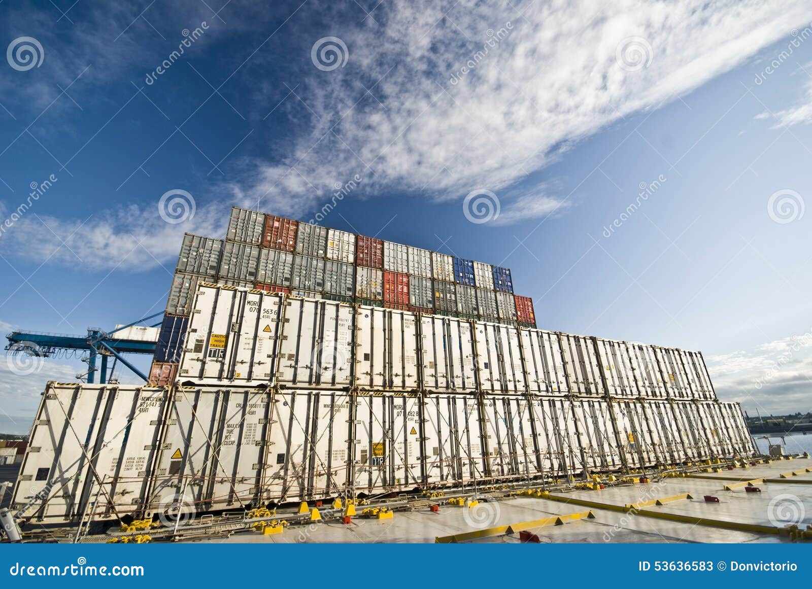 Row of Shipping Cargo Containers Stock Image - Image of freighter ...