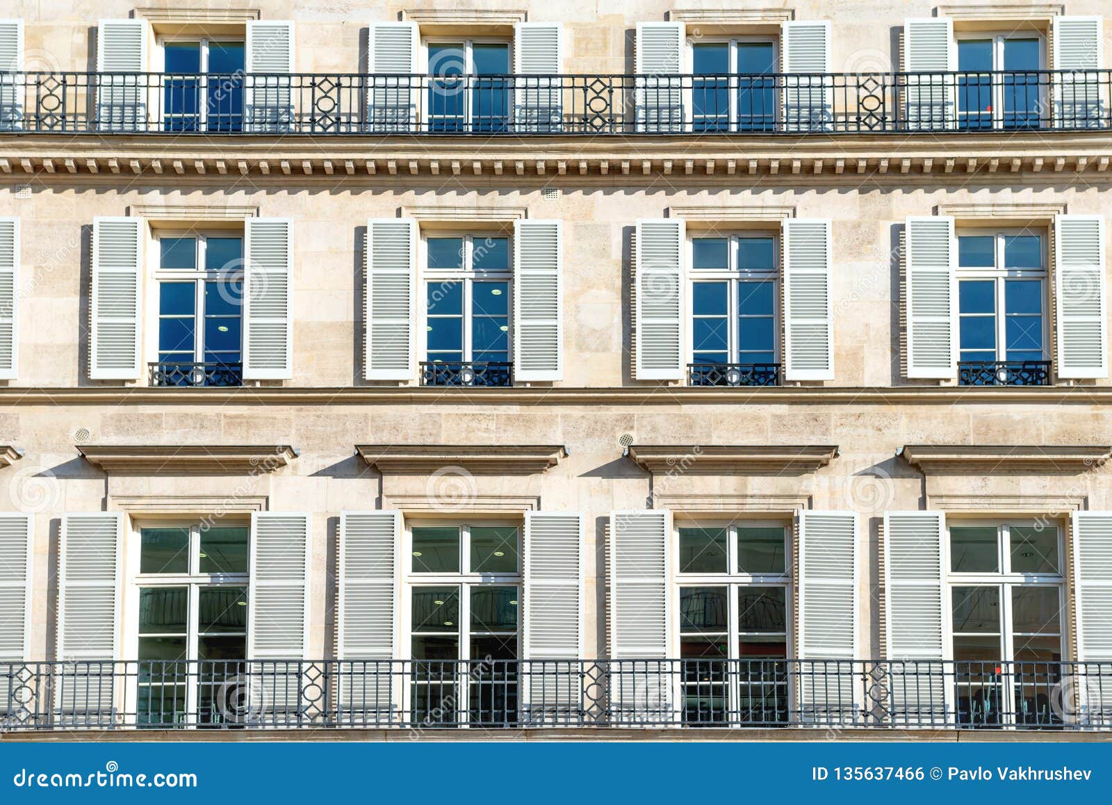 Row of Shutters on Facade of House Stock Photo - Image of glass, europe ...