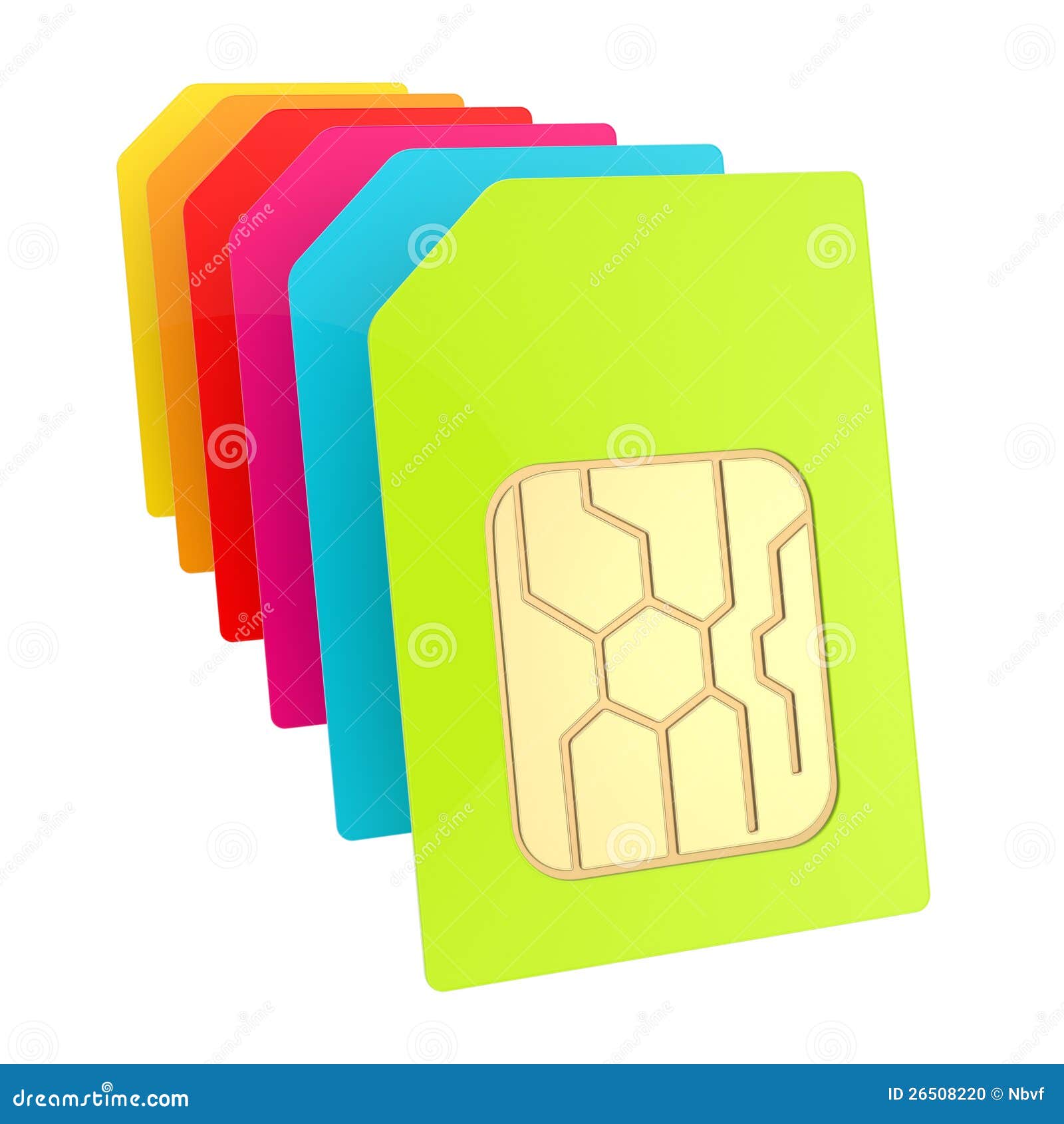 Row of SIM Cards with Circuit Microchips Isolated Stock Illustration ...