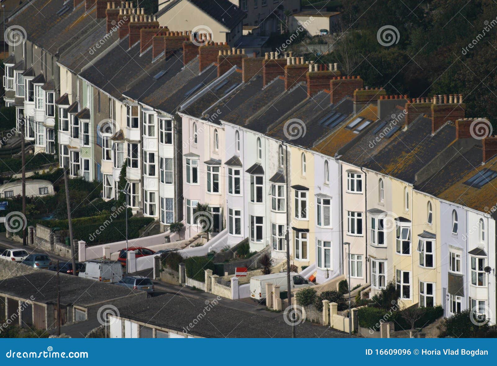 Row of Similar English Houses Stock Photo - Image of front, line: 16609096