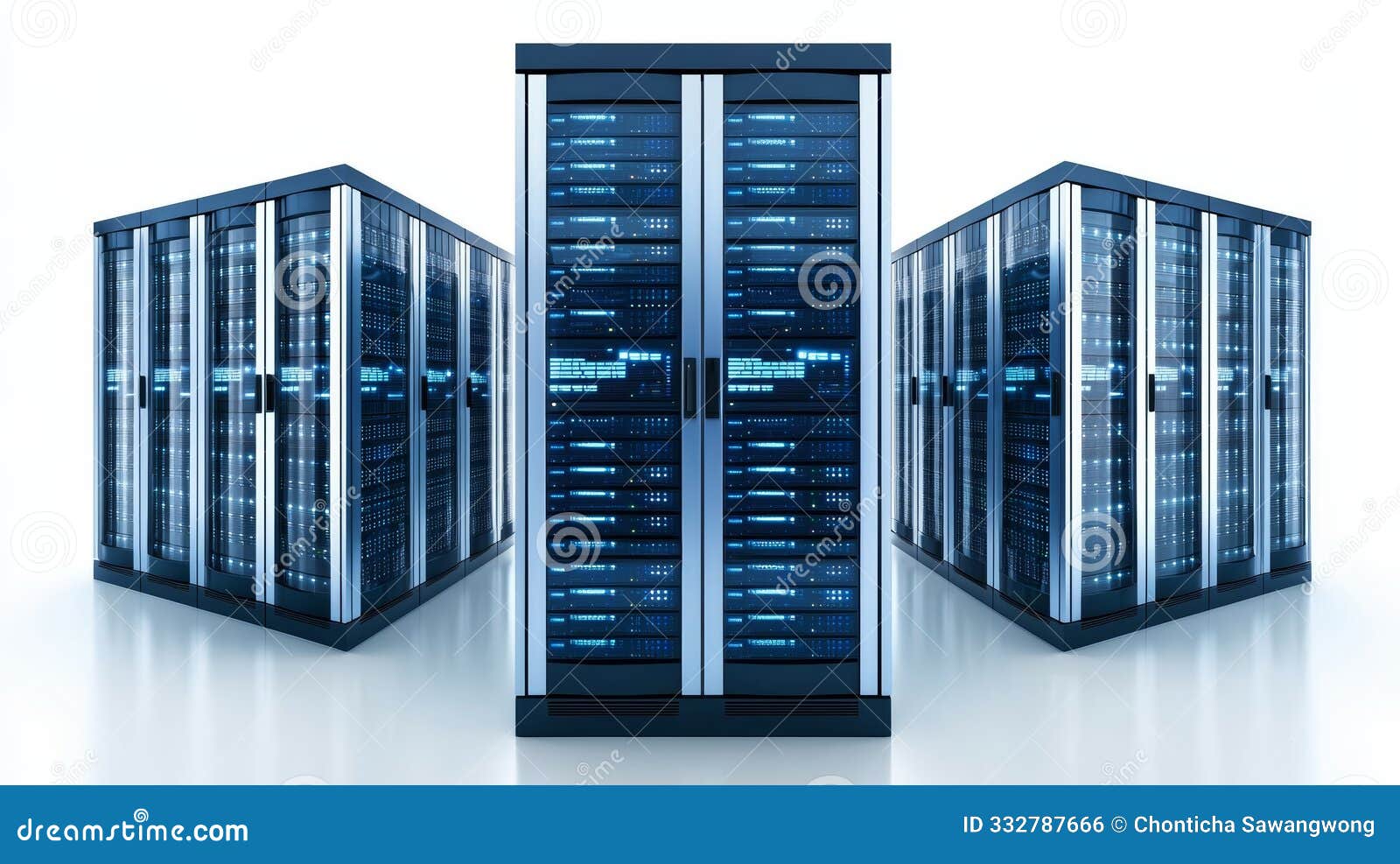 A Row of Sleek, Modern Servers in a Data Center, Symbolizing Technology ...