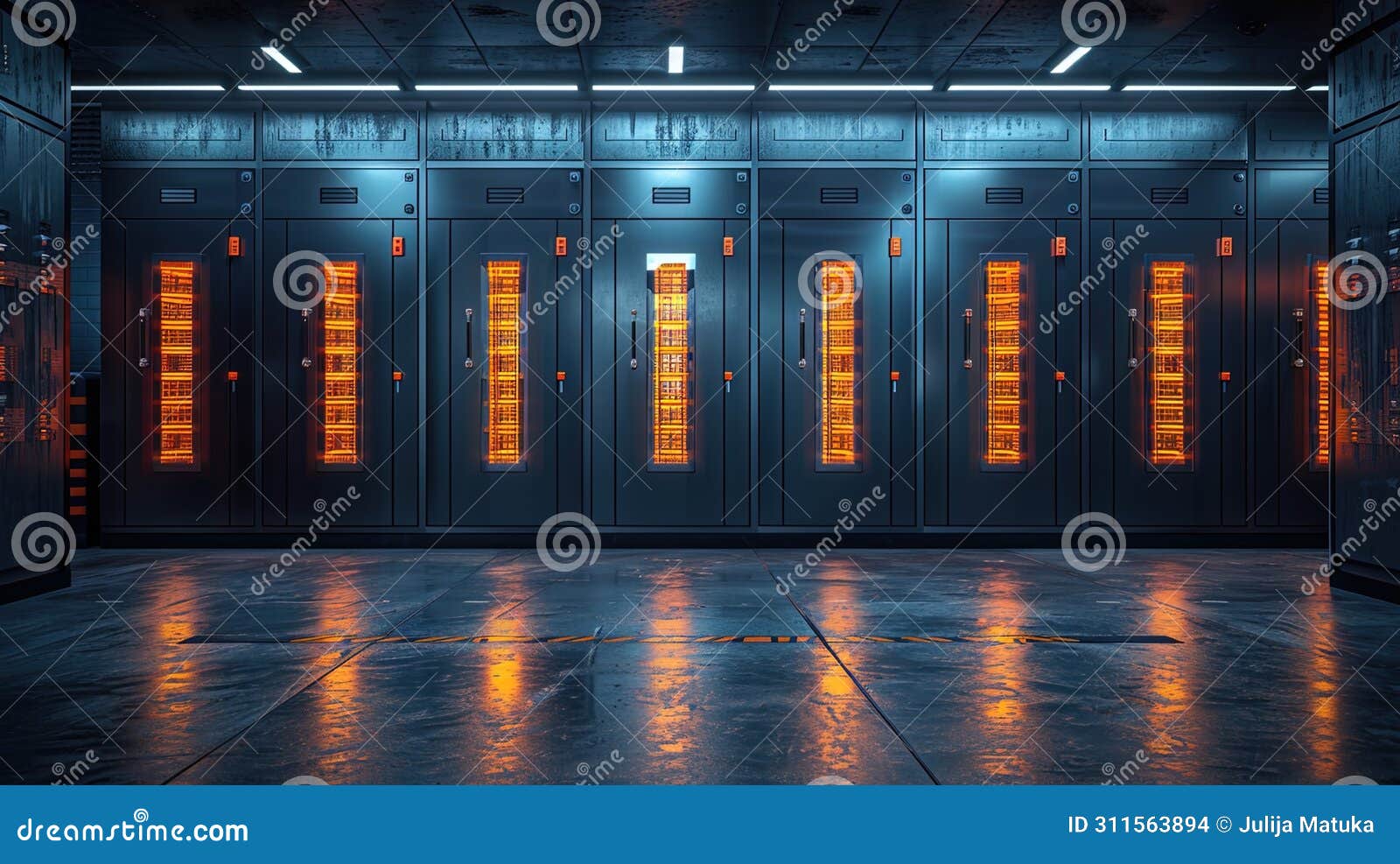 A Row of Sleek Smart Lockers, Providing Automated Storage and Retrieval ...