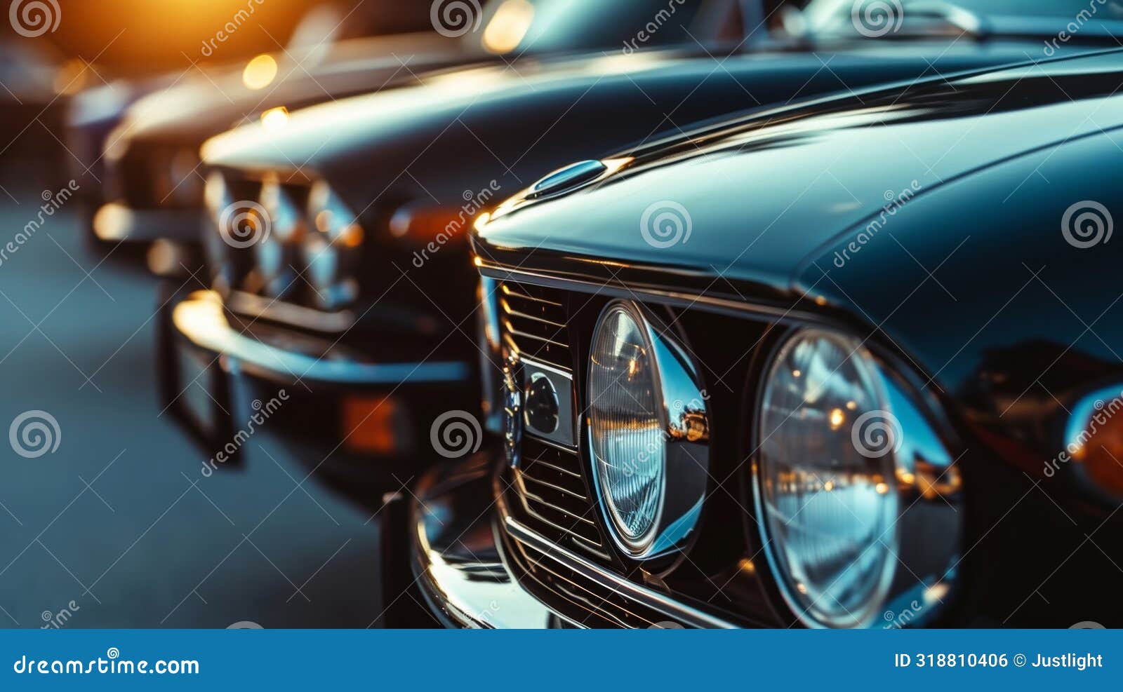 A Row of Small Rectangular Headlights with a Black Trim Characteristic ...