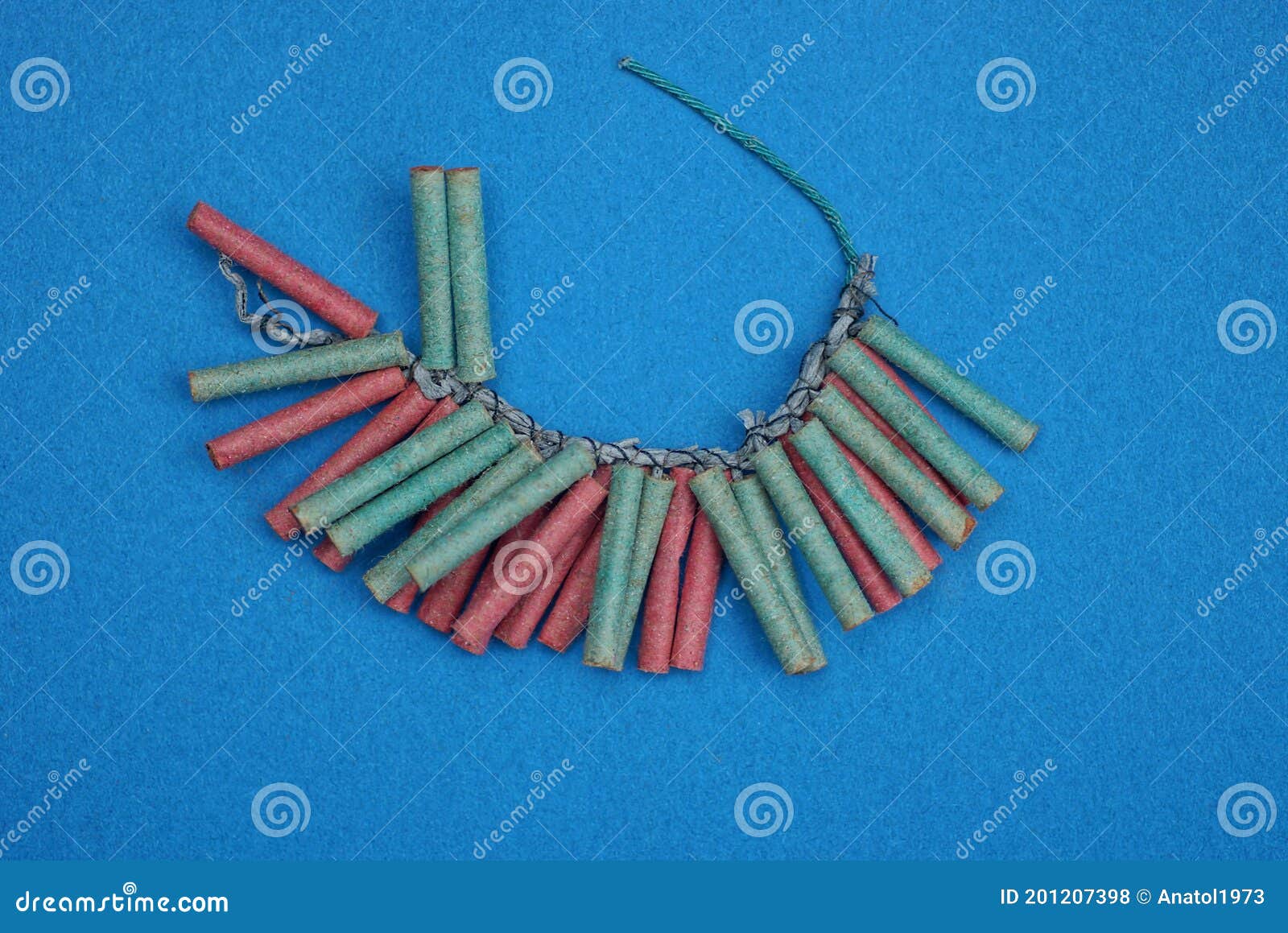 A Row of Small Red Green Firecrackers Stock Photo - Image of explosive ...