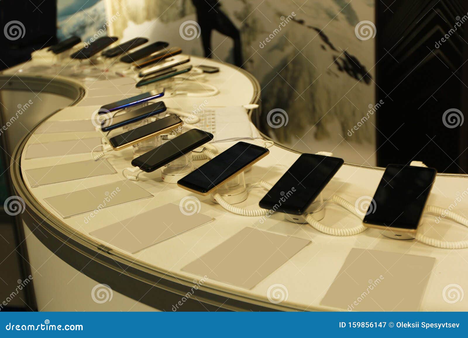 Row of Smartphones on Shop Display Stock Image - Image of boots ...