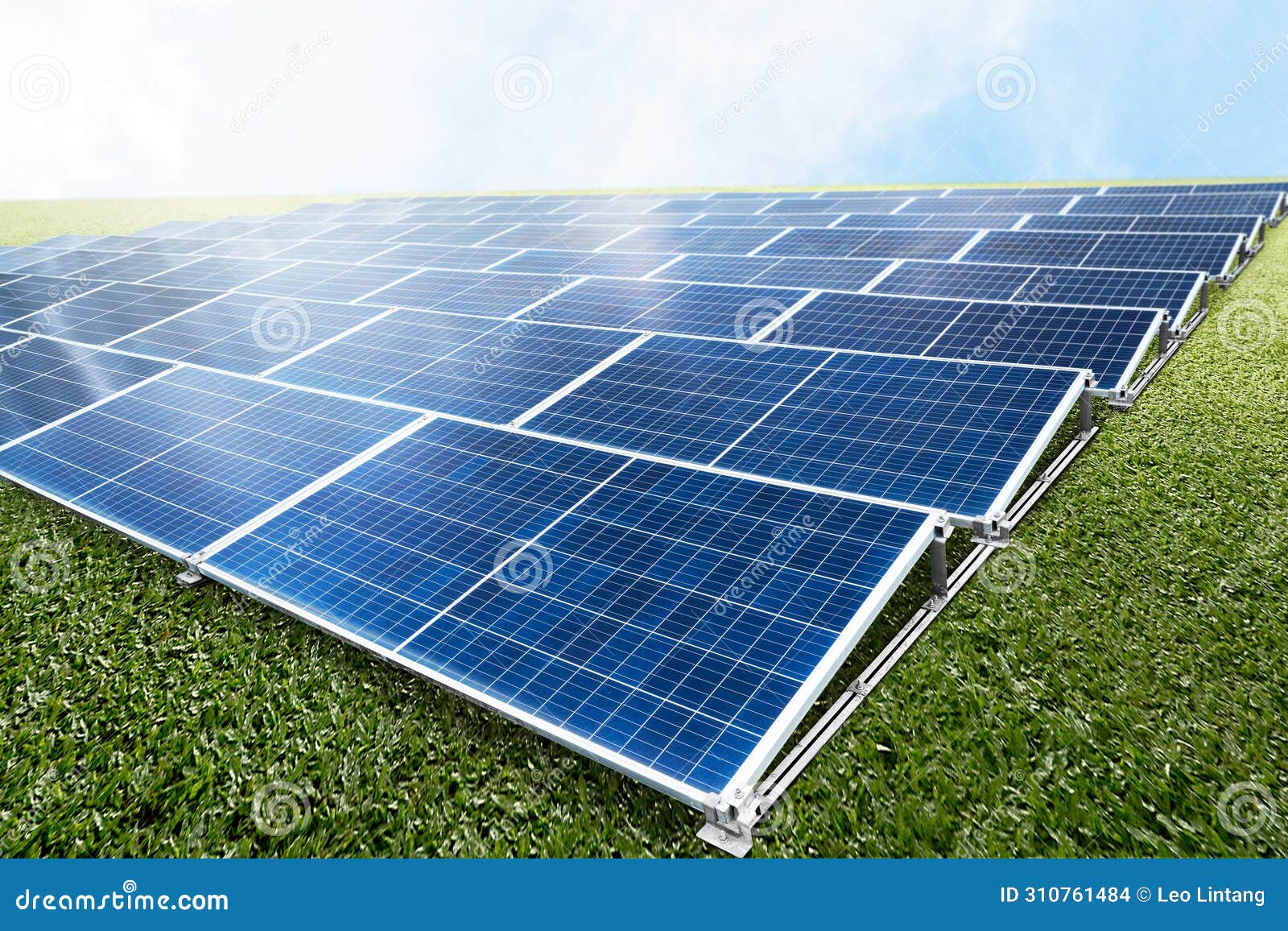 A row of solar cell panels stock photo. Image of ecological - 310761484