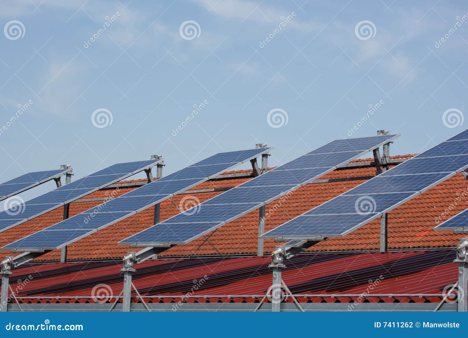 Row of solar panels stock photo. Image of objects, fuel - 7411262