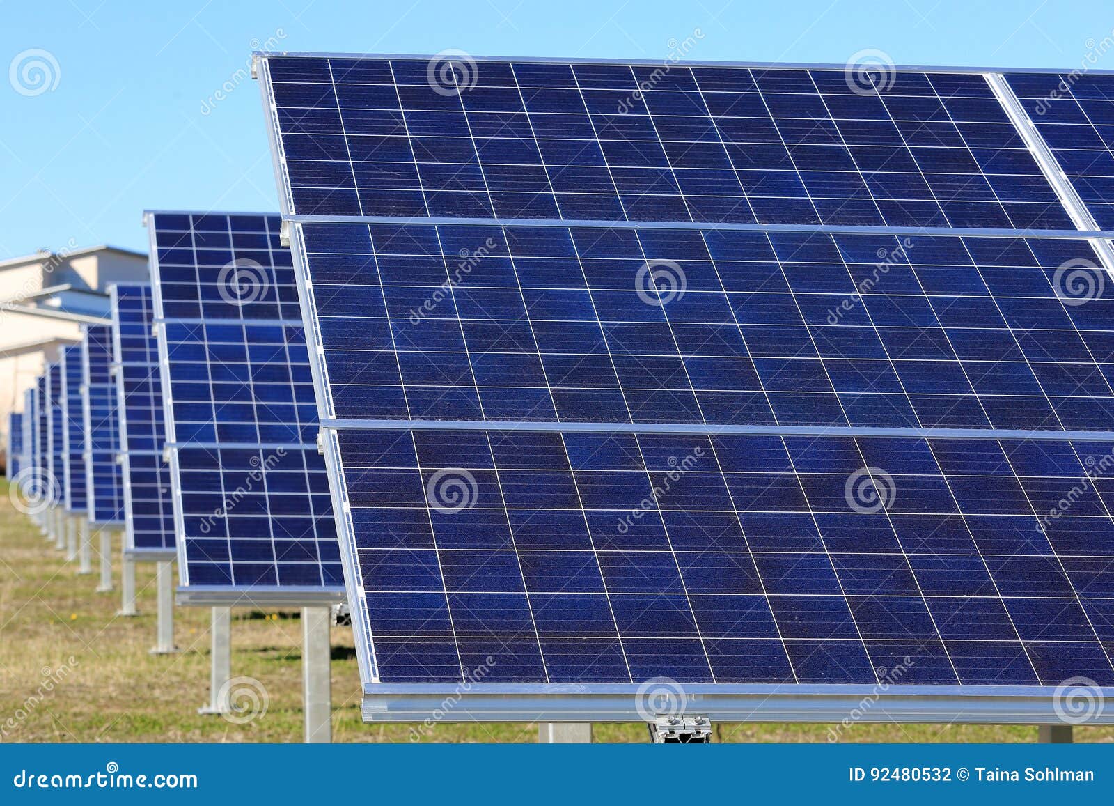 Row of Solar Panels on a Field Stock Photo - Image of power, electric ...