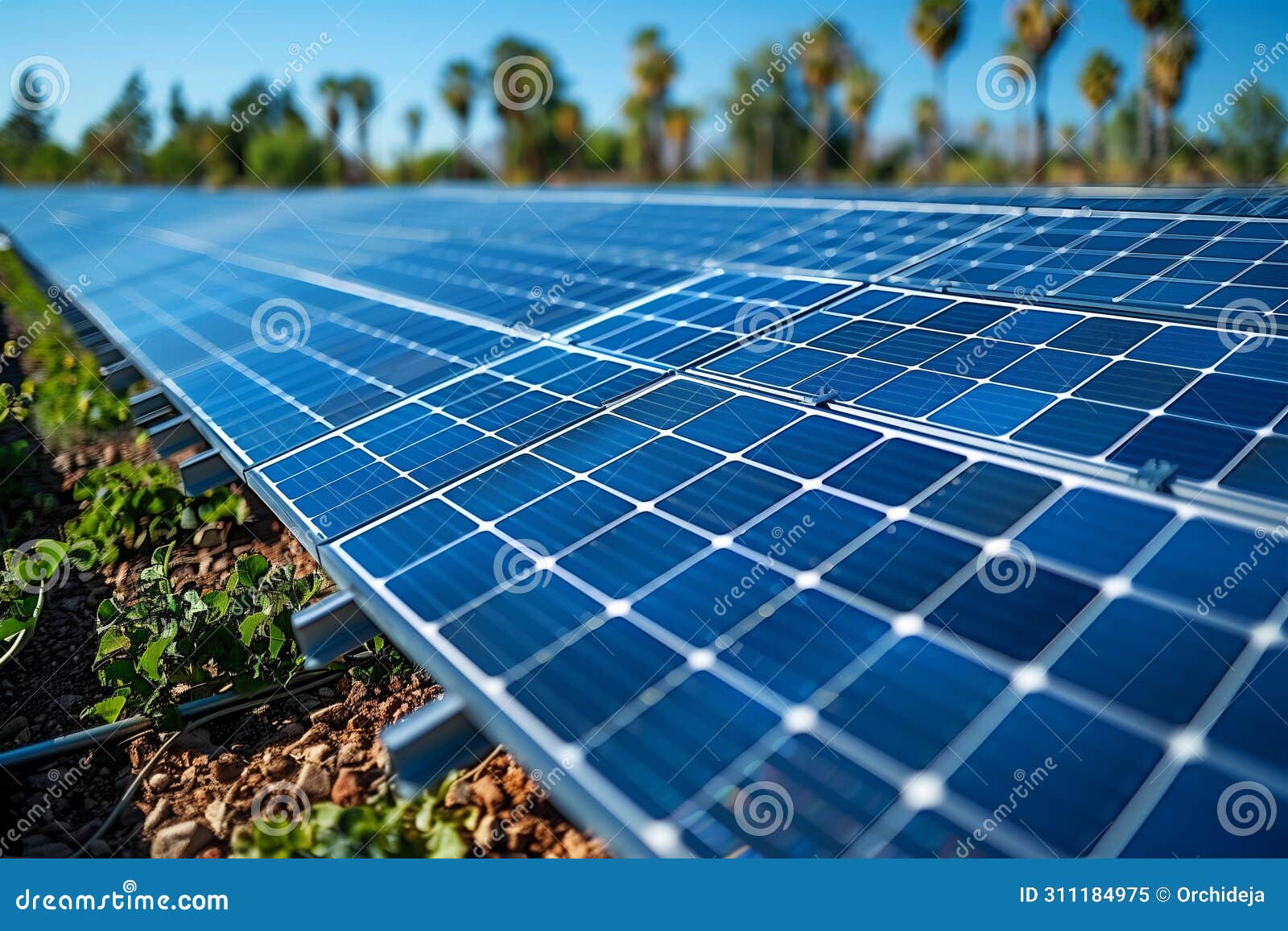 A Row of Solar Panels Installed in a Field Under the Sun Stock Image ...