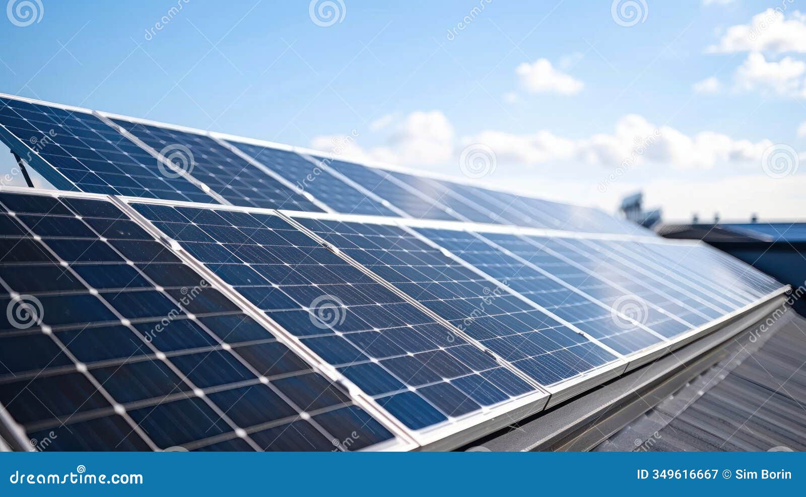 A Row of Solar Panels Installed on a Rooftop Stock Illustration ...