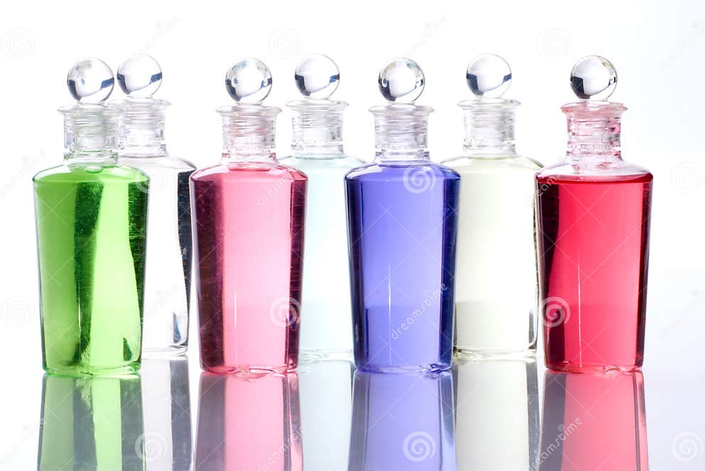 Row of spa bottles stock photo. Image of white, poison - 5466024