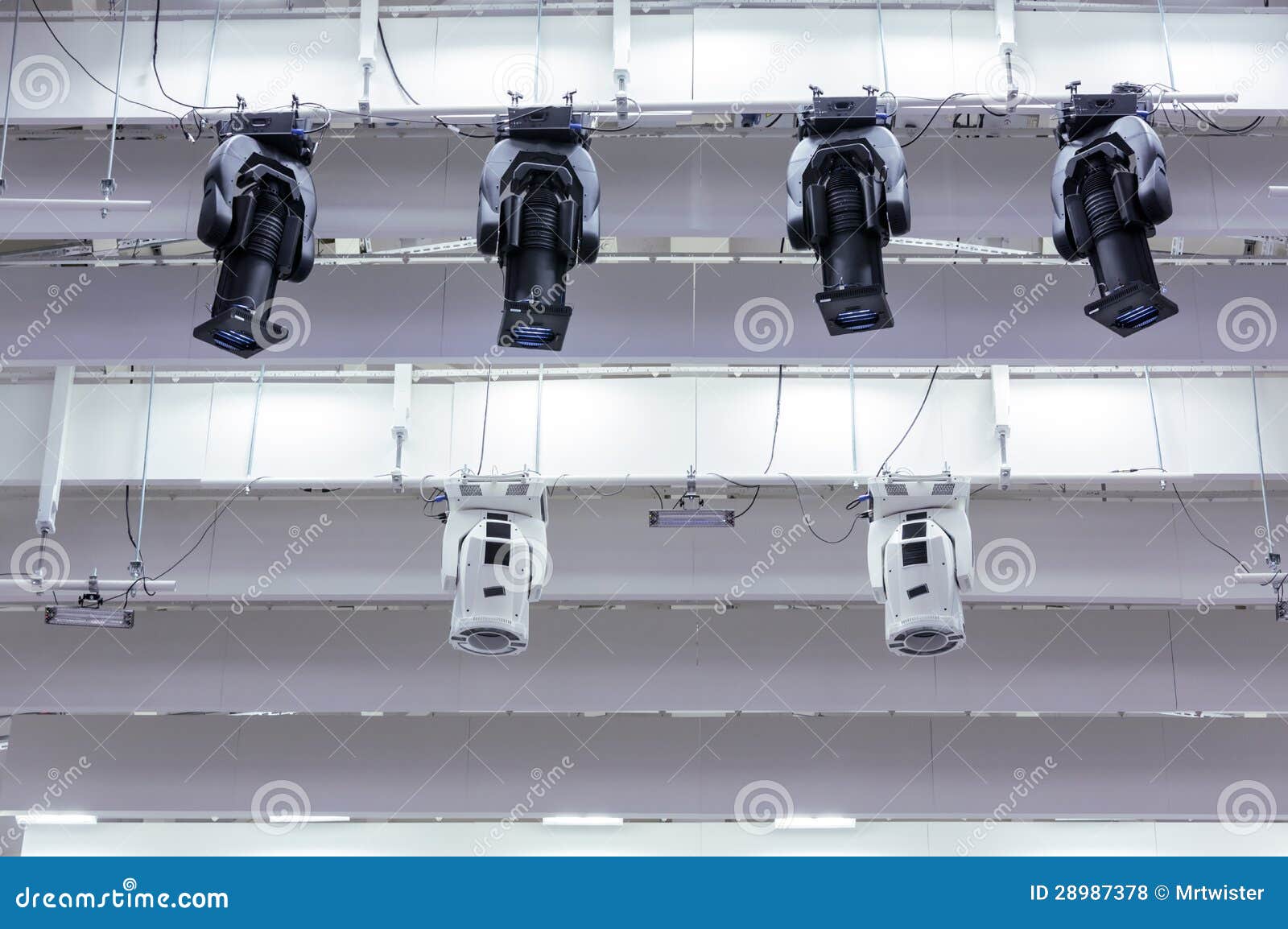 Row of spotlights stock photo. Image of equipment, cable - 28987378