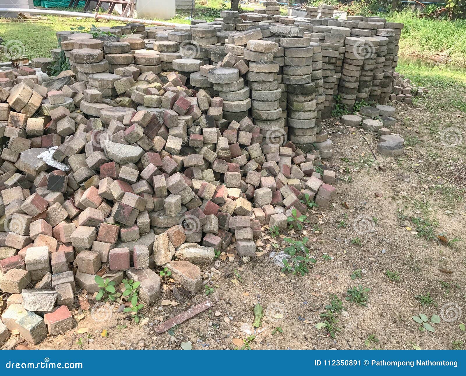 Row Stack of Warm Brick in Construction Stock Image - Image of burn ...